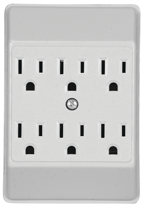 Grounding Outlet Adapter in White